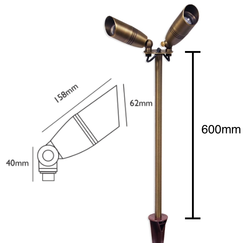 Charleston Carousel - Solid Brass Adjustable Twin Spotlight (240v)