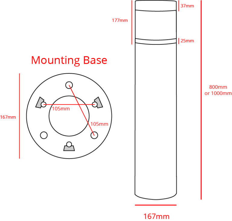 Photocell LED Bollard Light | Boleda CONUS | 0.8m / 1m
